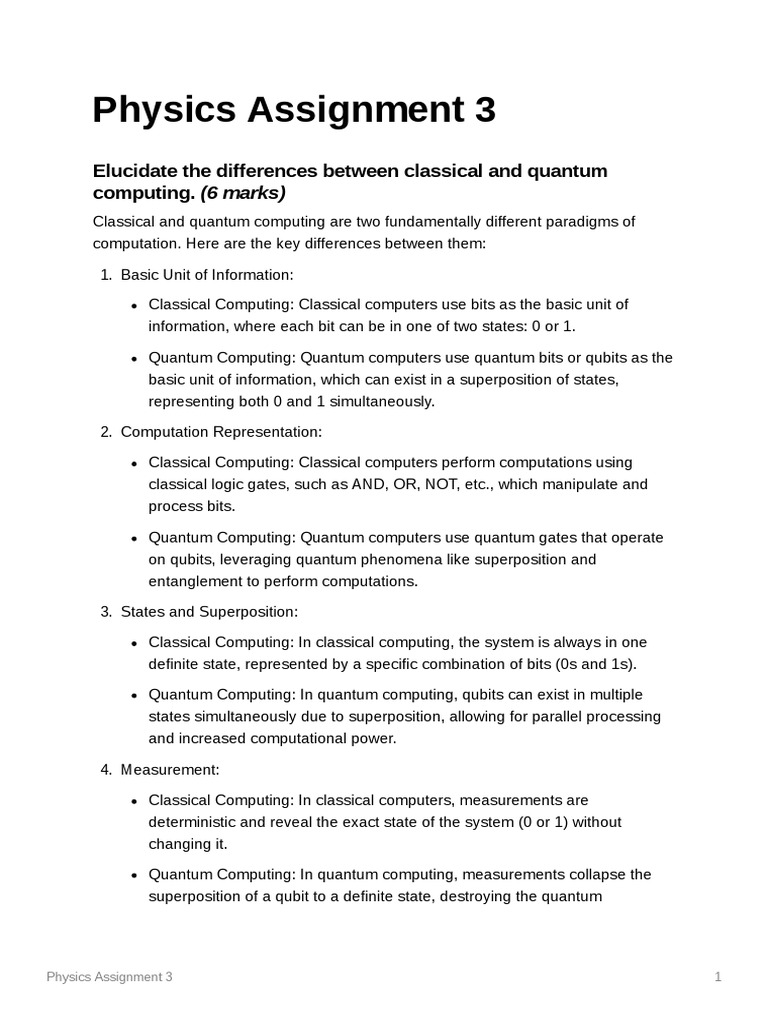 Physics Assignment 3 | PDF | Quantum Computing | Quantum Mechanics