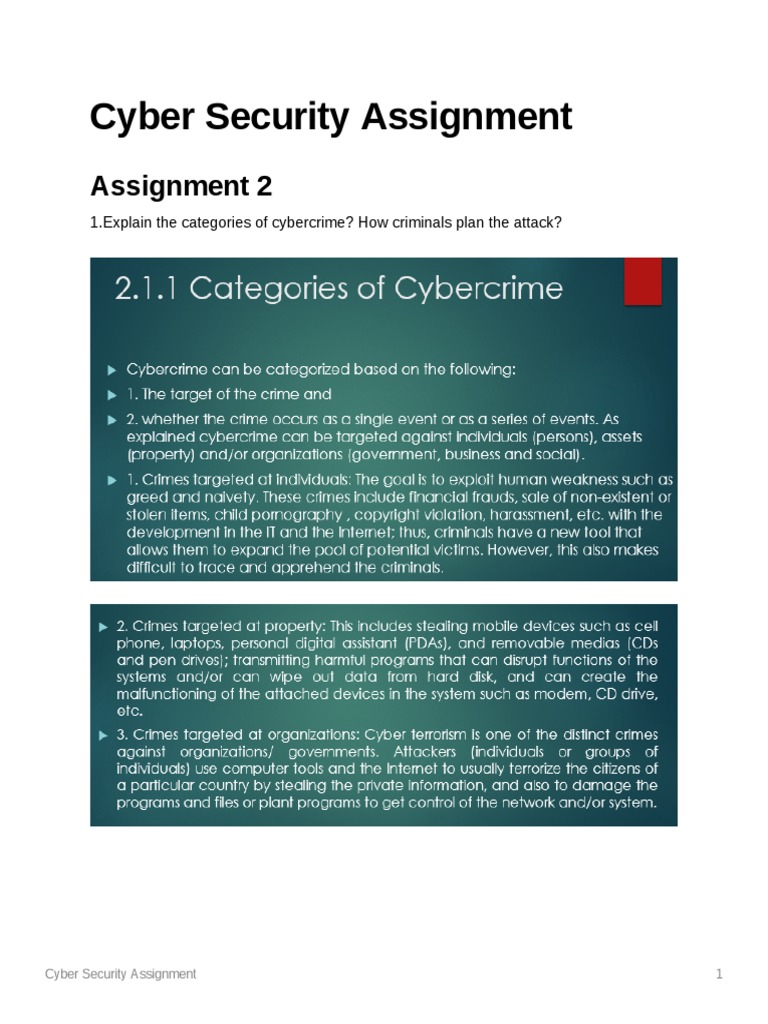 Cyber Security Assignment Pdf Security Computer Security