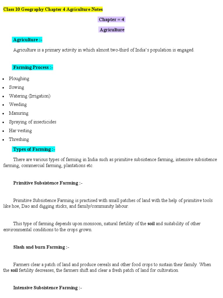 CH 4 Agriculture | PDF | Agriculture | Intensive Farming