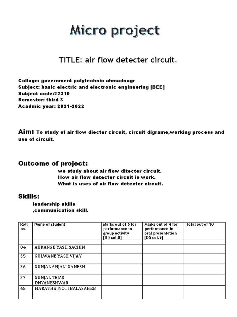 BEE Micro Project 3rd Semester PDF | PDF