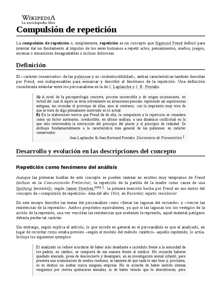 Compulsión a la Repetición en Freud | PDF | Teoría psicoanalítica ...