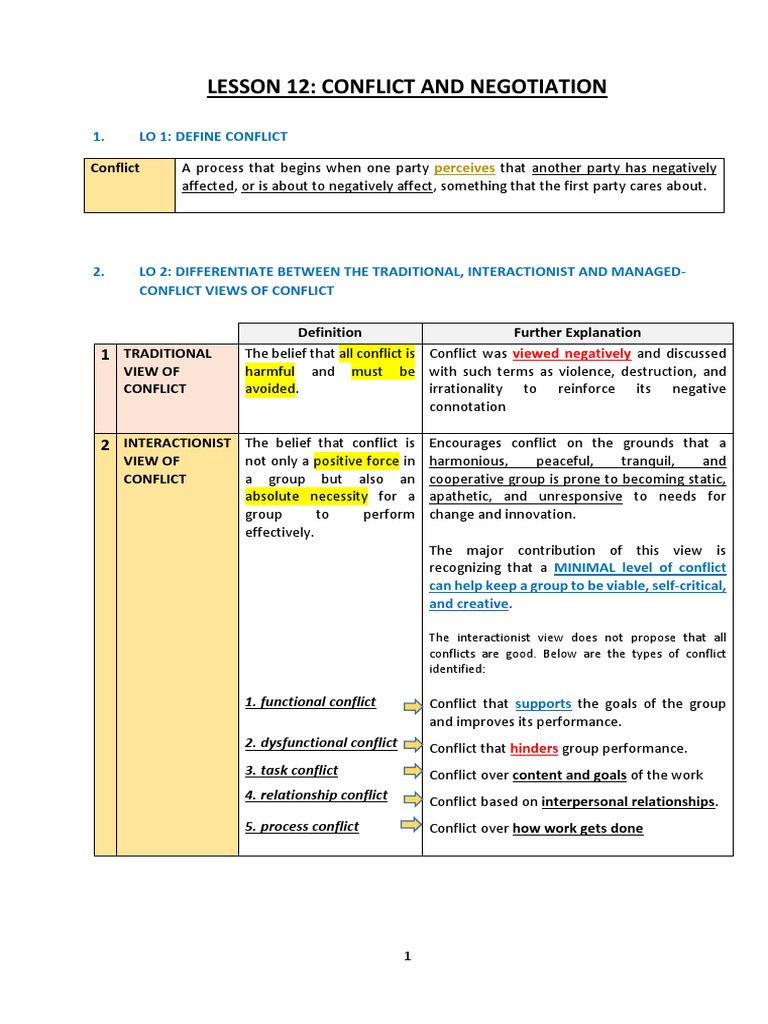 Understanding Conflict and Negotiation | PDF