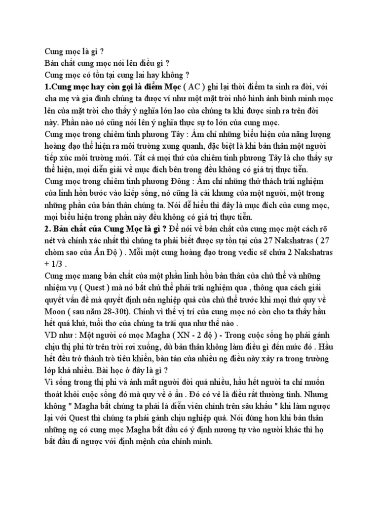 Lý Thuyết Cung Mọc - Nhà 1 - Lagna | PDF