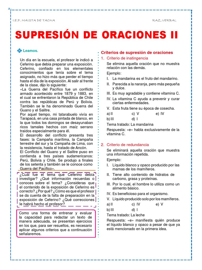 Supresión de Oraciones II | PDF
