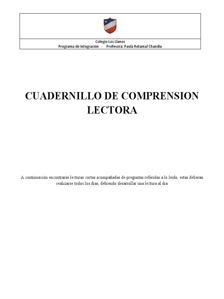 Cuadernillo de Comprensión Lectora | PDF
