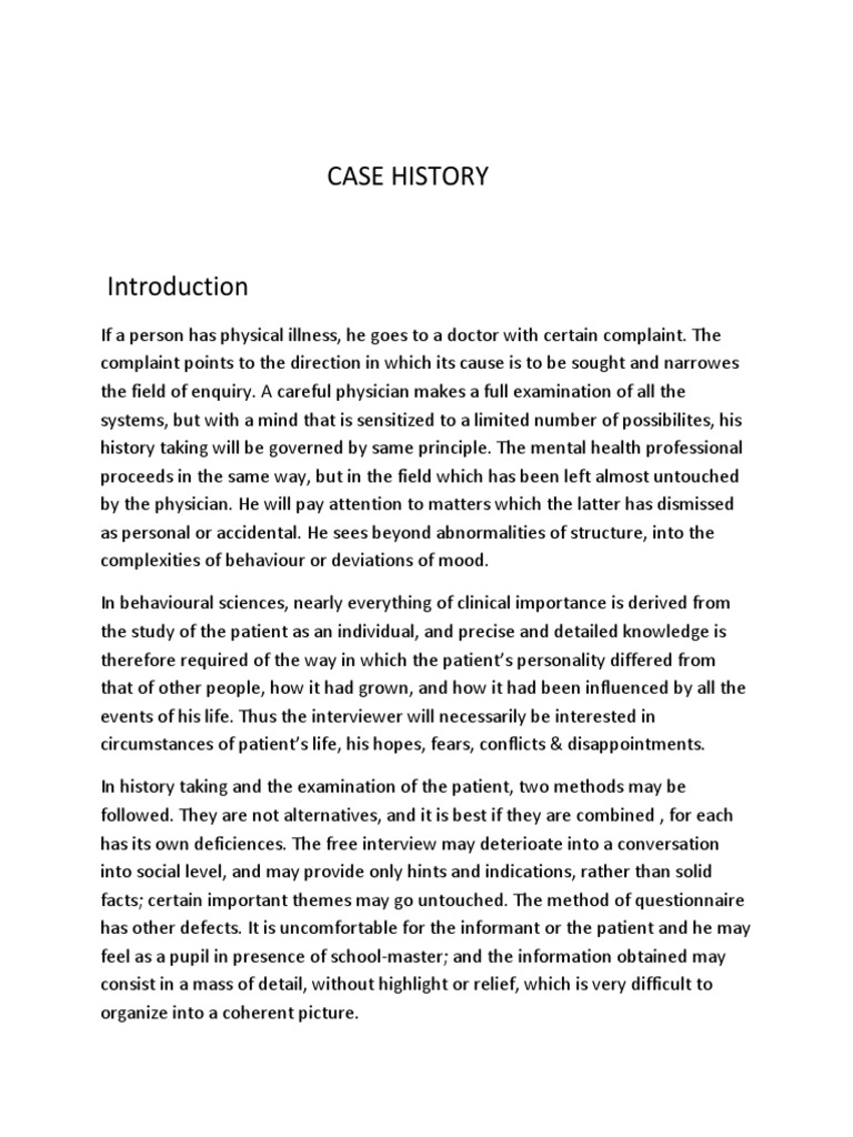 Case History | PDF | Mental Disorder | Major Depressive Disorder