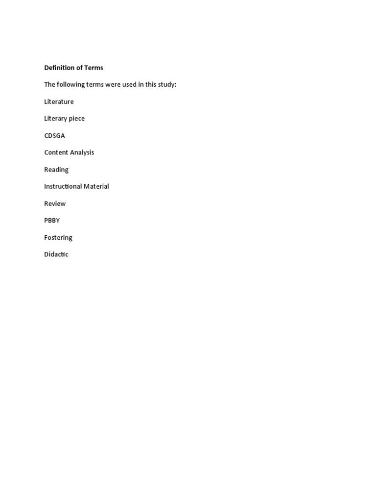 Definition of Terms | PDF