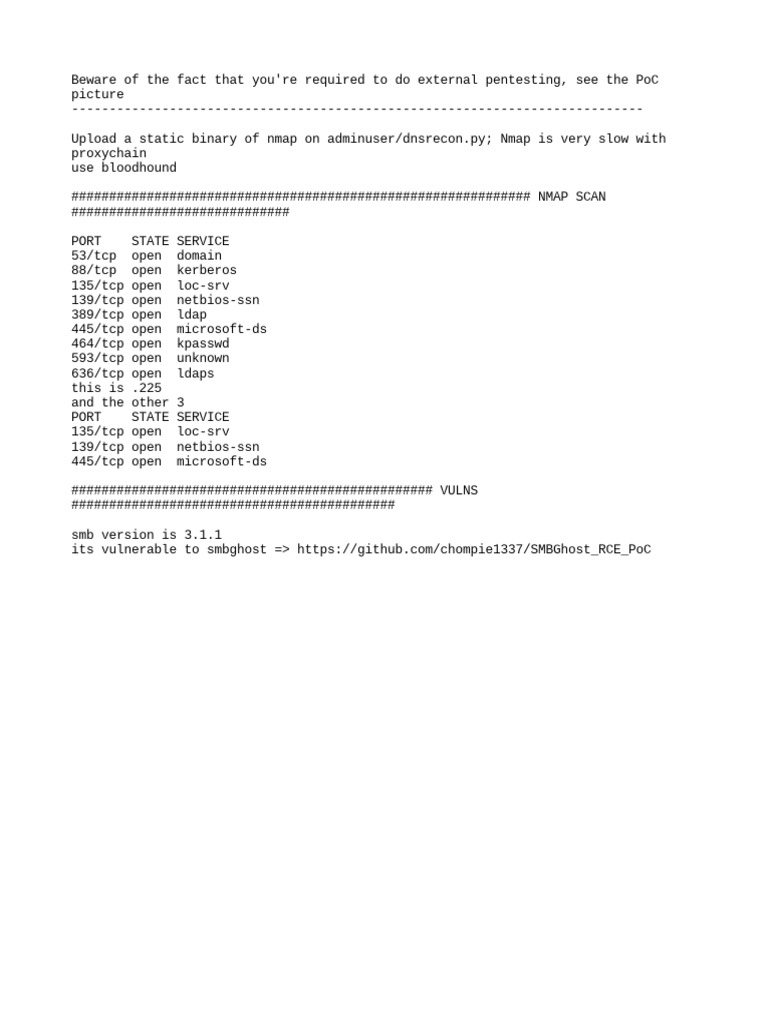 External Pentesting: Nmap Scan Results | PDF
