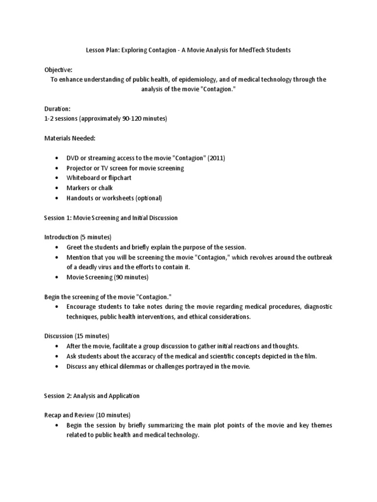 Contagion Movie Analysis for MedTech Students | PDF | Public Health ...