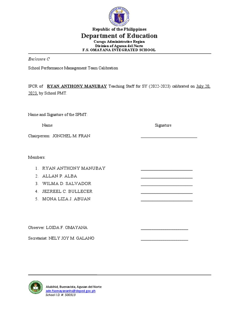 SPMT Calibration Form 2022 2023 | PDF