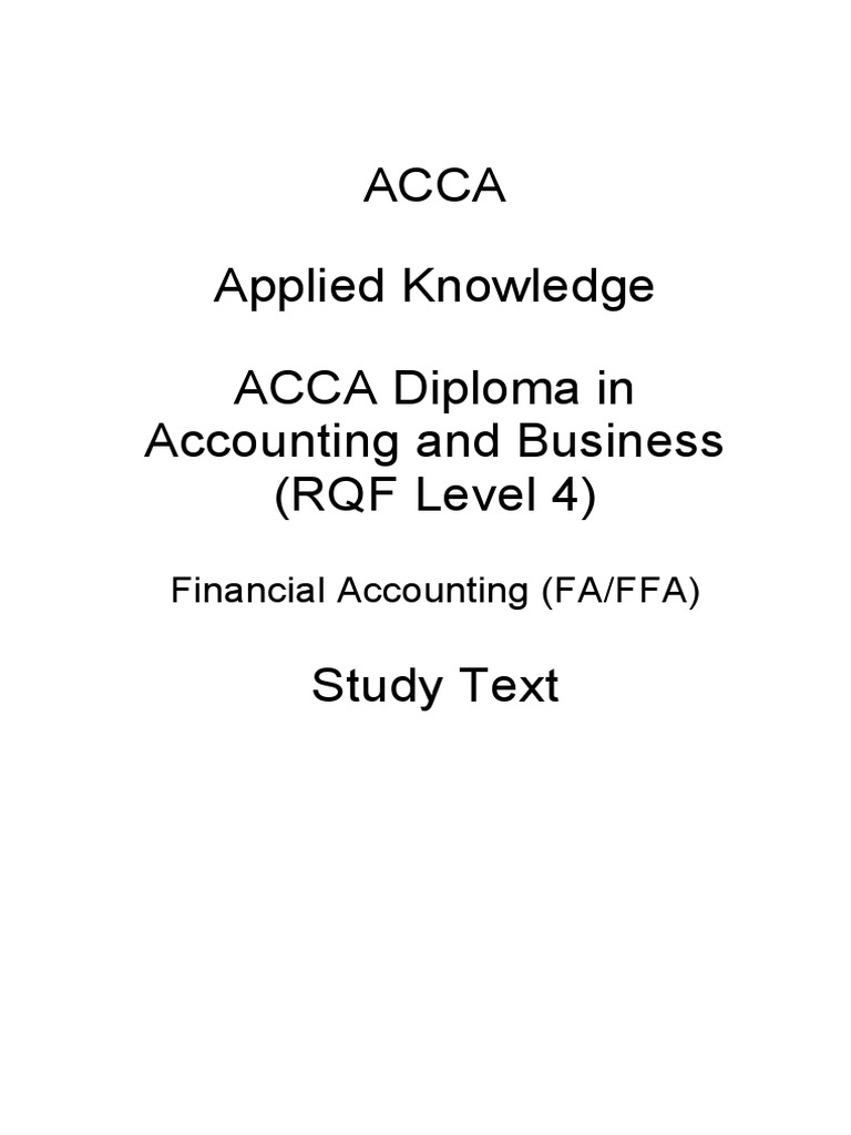 Look Inside Study Text Acca Financial Accounting | PDF | International ...