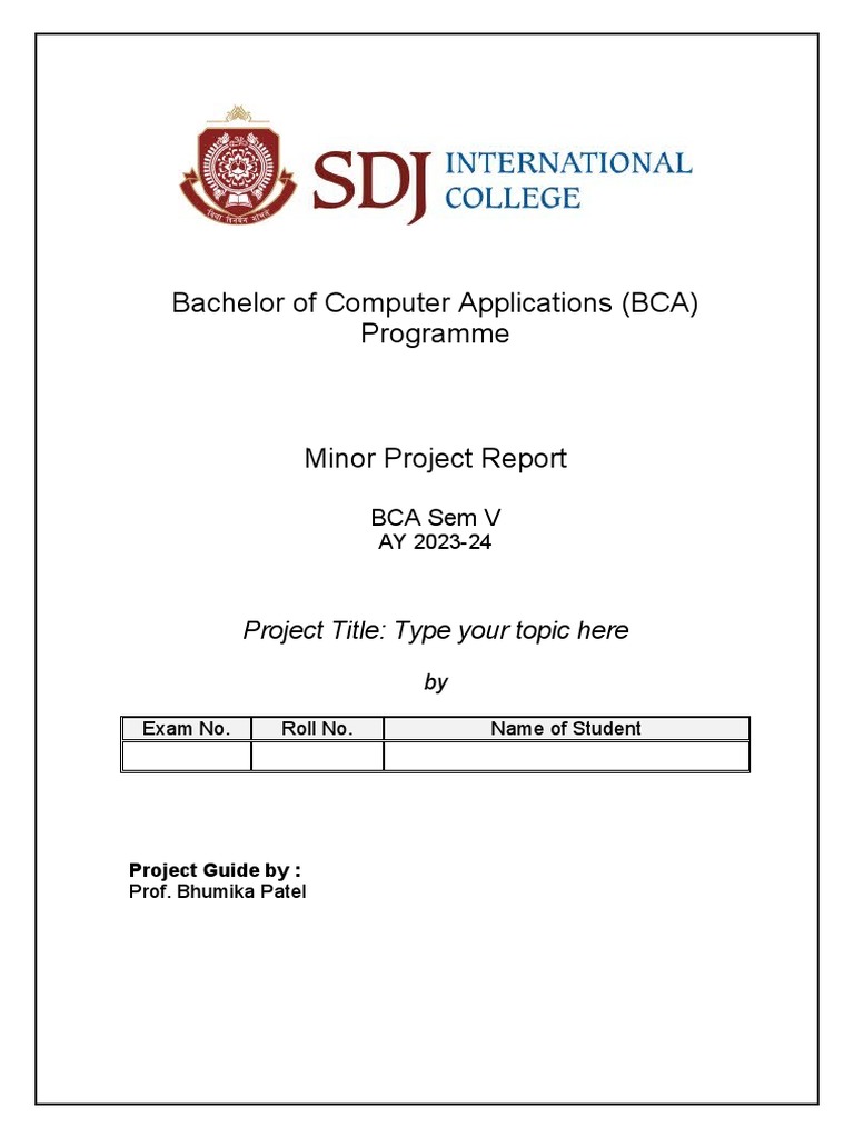 TYBCA SEM-5 Minor Project Report Format | PDF | Computer Engineering | Data