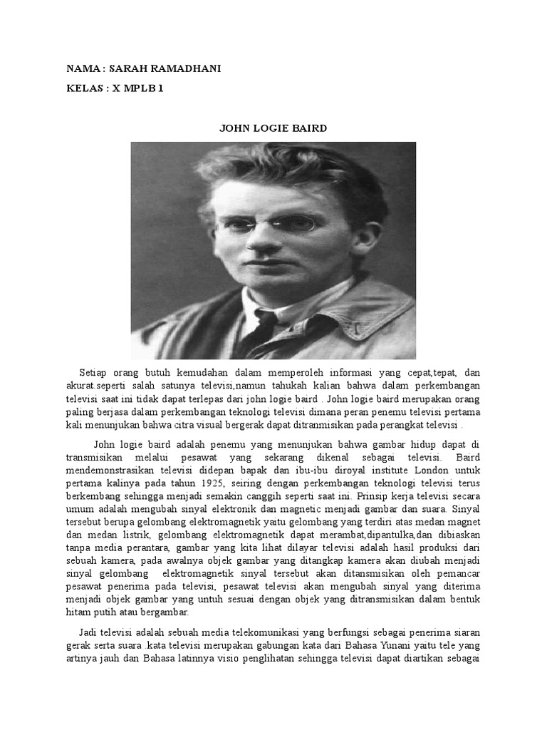 John Logie Baird: Penemu Televisi Pertama | PDF