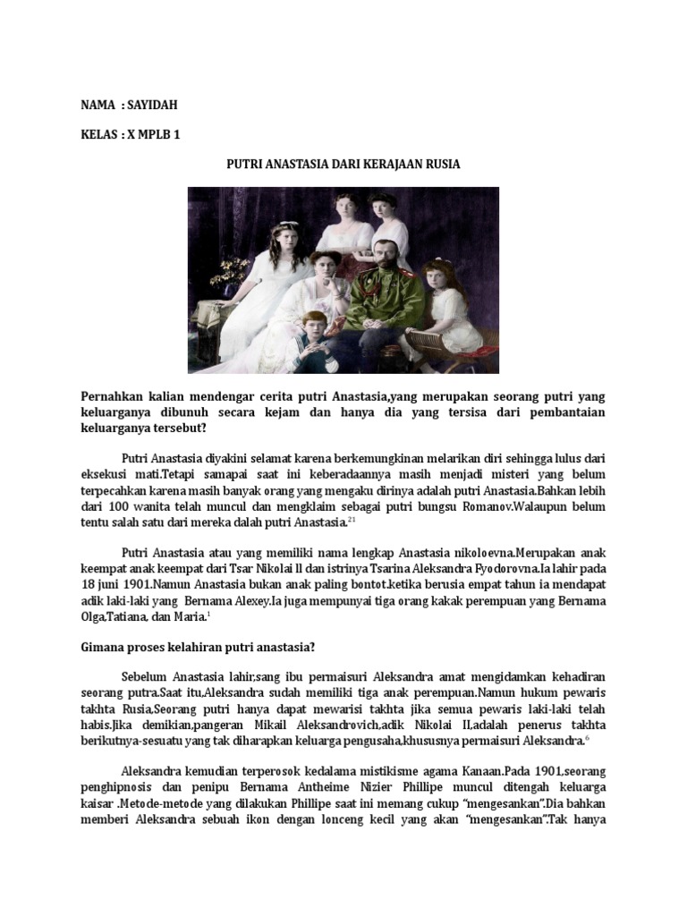 Sejarah Putri Anastasia Romanov | PDF