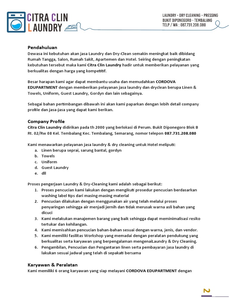 Contoh Profile Laundry | PDF