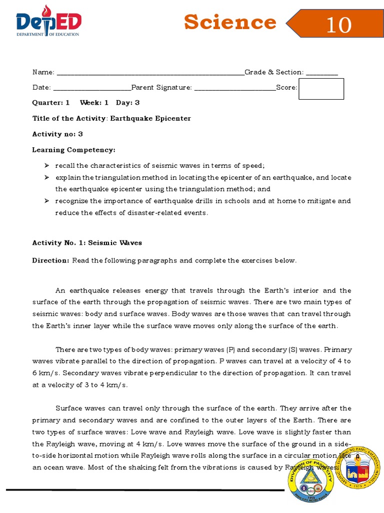 Science 10 - Q1 - DW3 | PDF | Waves | Scientific Phenomena
