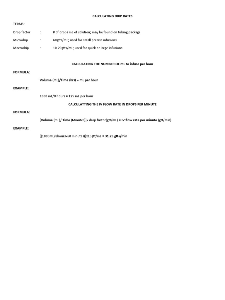 Calculating Drip Rates | PDF