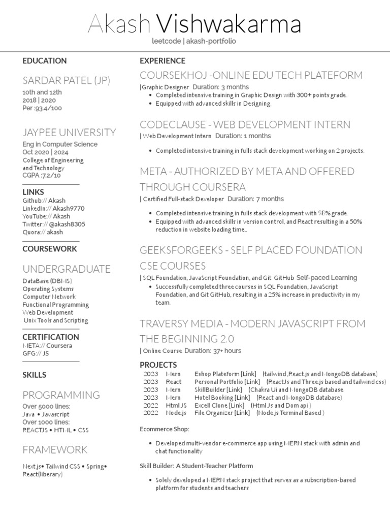 Akash .Resume | PDF | Java Script | Databases