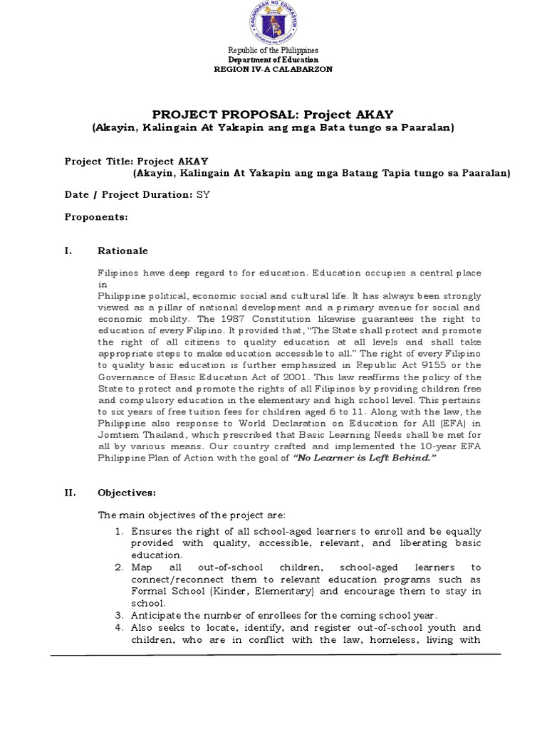 Sample-Project Proposal PROJECT-AKAY-PROPOSAL | PDF | Social Science