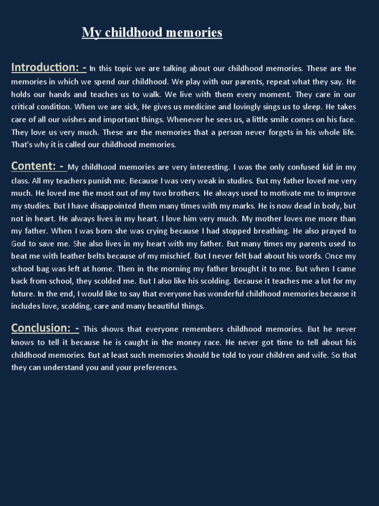 My Childhood Memories | PDF