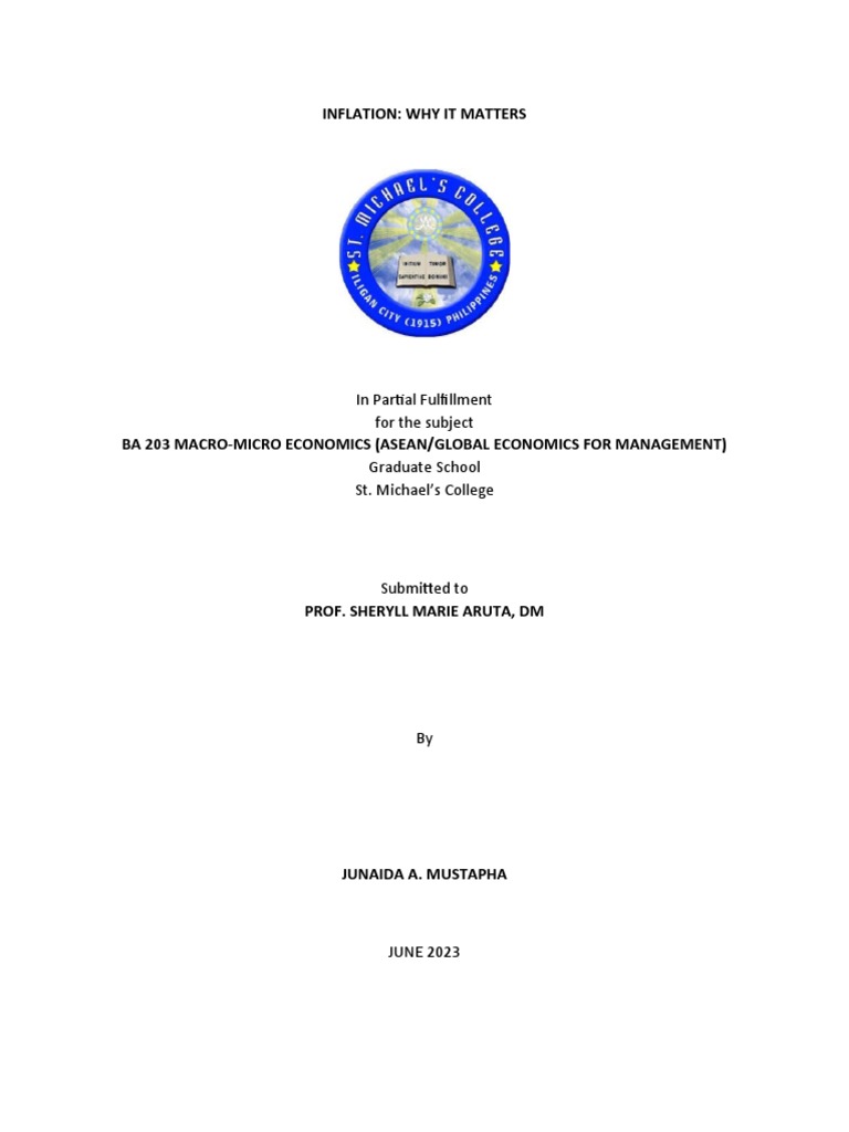 Inflation, Why It Matters (Case Study) | PDF | Finance & Money Management