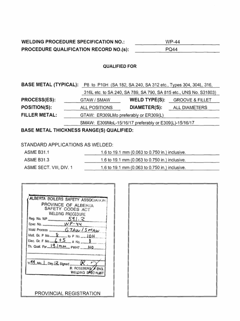 Duplex Stainless WPS | PDF | Mechanical Engineering | Secondary Sector ...