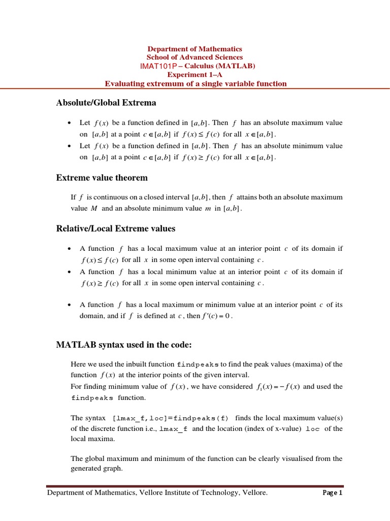 Experiment 1A (Calculus) | PDF | Mathematical Logic | Analysis