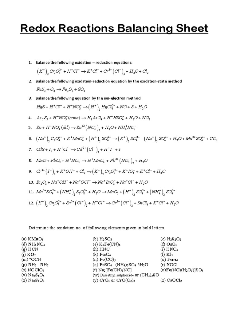 Balancing Redox Reactions Guide | PDF | Redox | Physical Chemistry