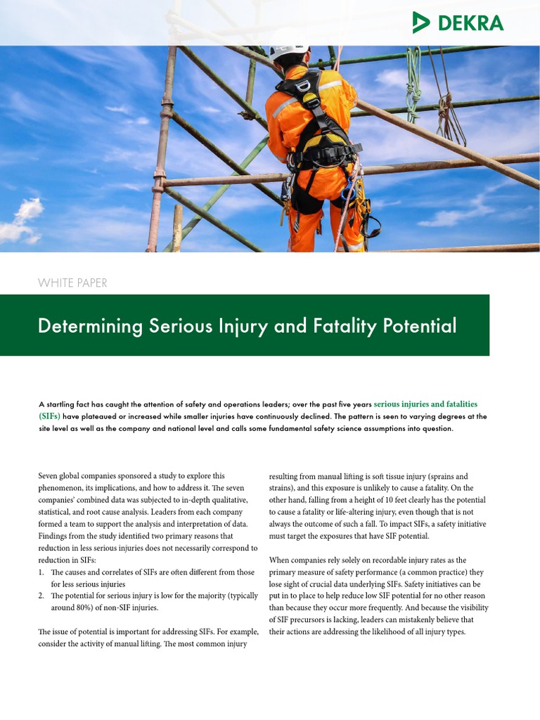 Dekra or WP Determining Serious Injury and Fatality Potential | PDF ...