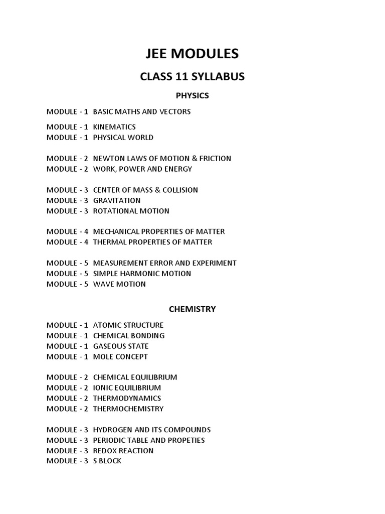 JEE Modules | PDF | Chemistry | Integral