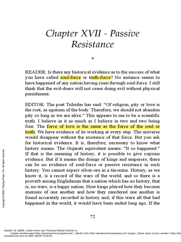 India's Passive Resistance . | PDF | Chastity | Mahatma Gandhi