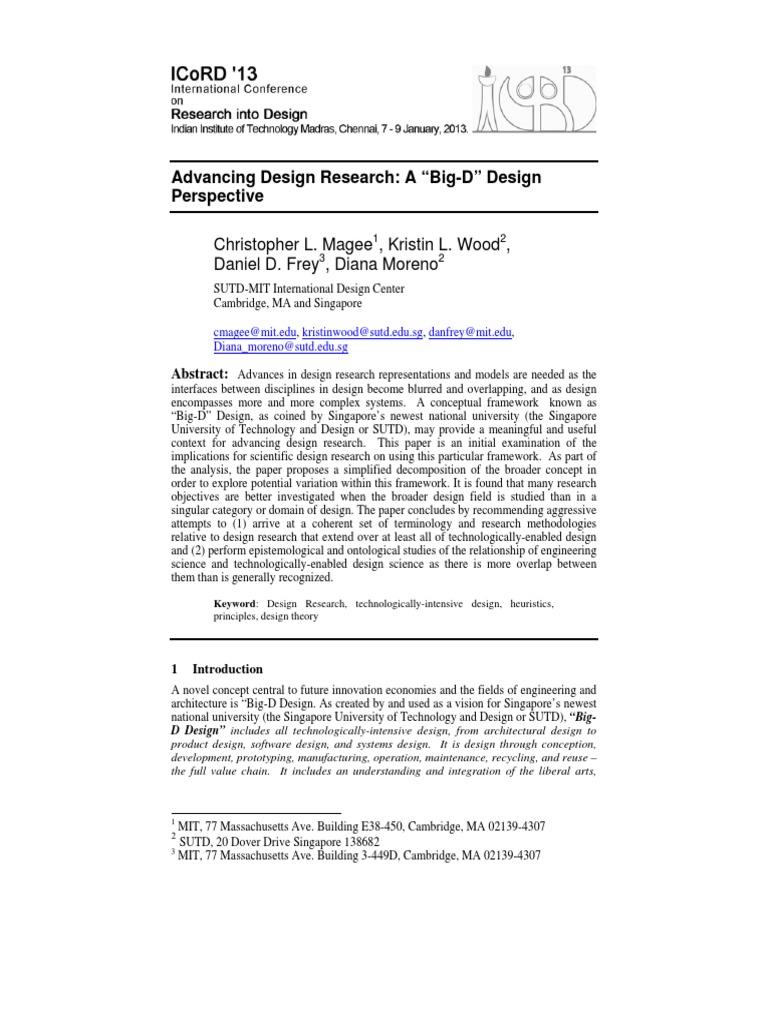 2013 - Advancing Design Research - A Big-D Design Perspective | PDF ...