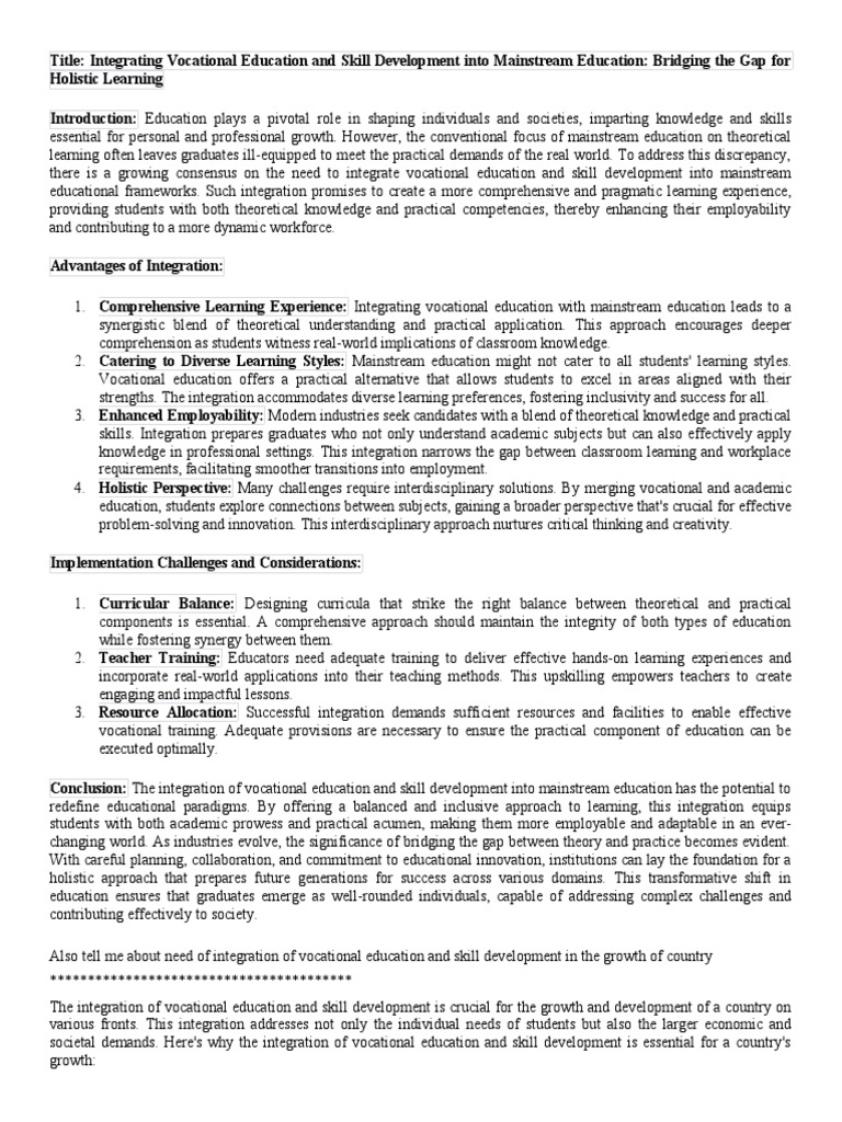 Skill Development N Vocational Training | PDF | Vocational Education | Special Education