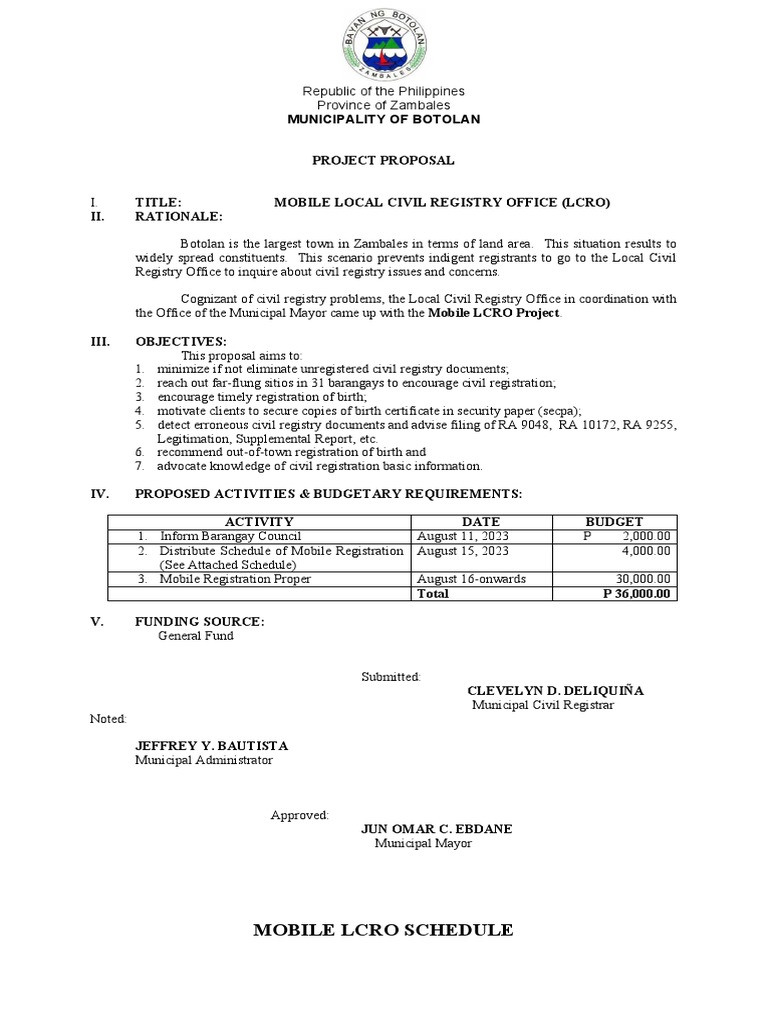 Project Proposal Mobile LCRO | PDF