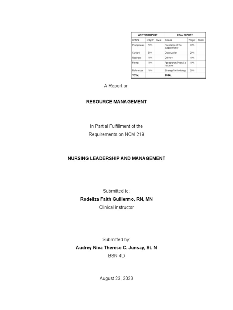Nursing Resource Management Overview | PDF | Nursing | Health Care