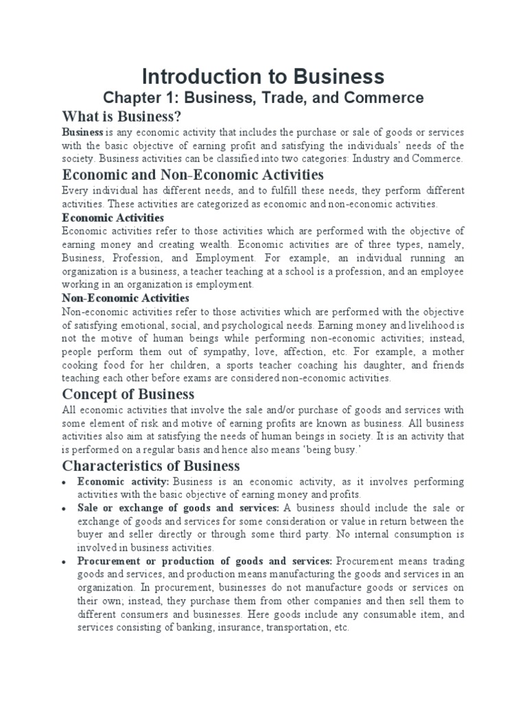 Introduction To Business | PDF | Risk | Goods