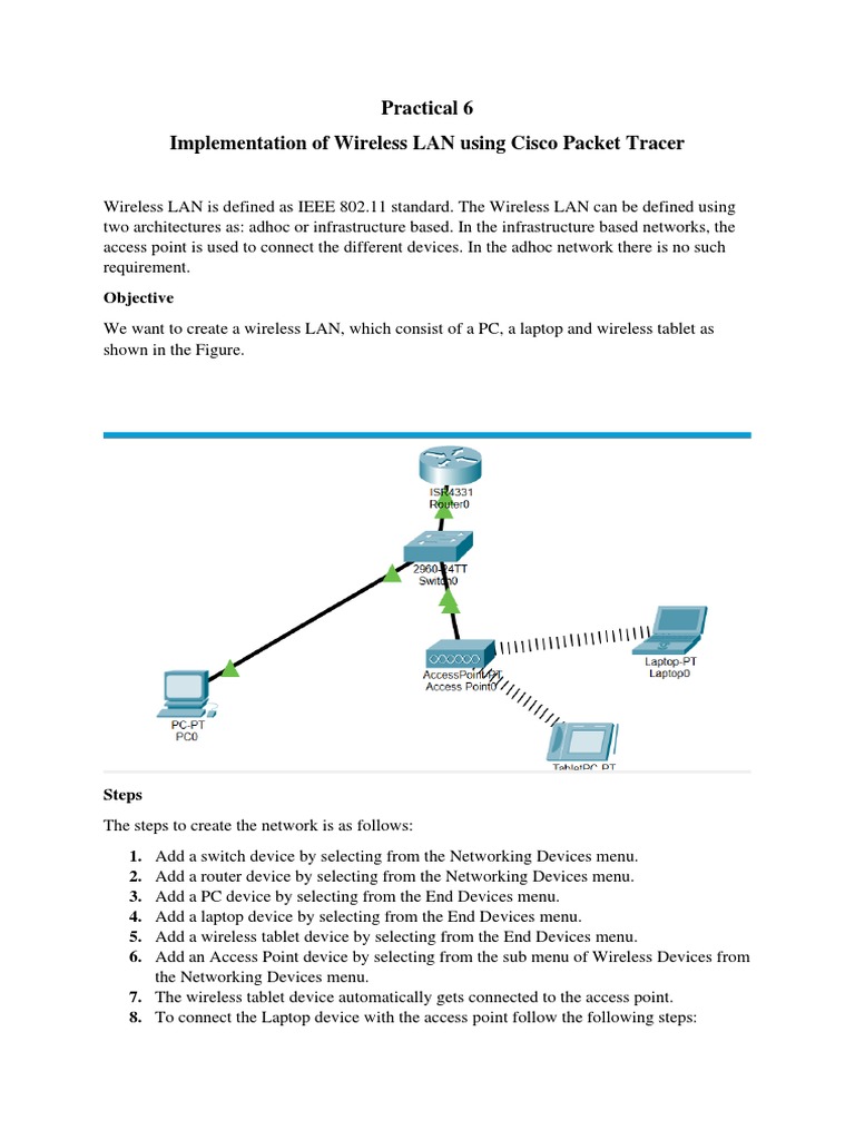 Implementation of Wireless LAN Using Cisco Packet Tracer | Download Free PDF | Wireless Lan ...