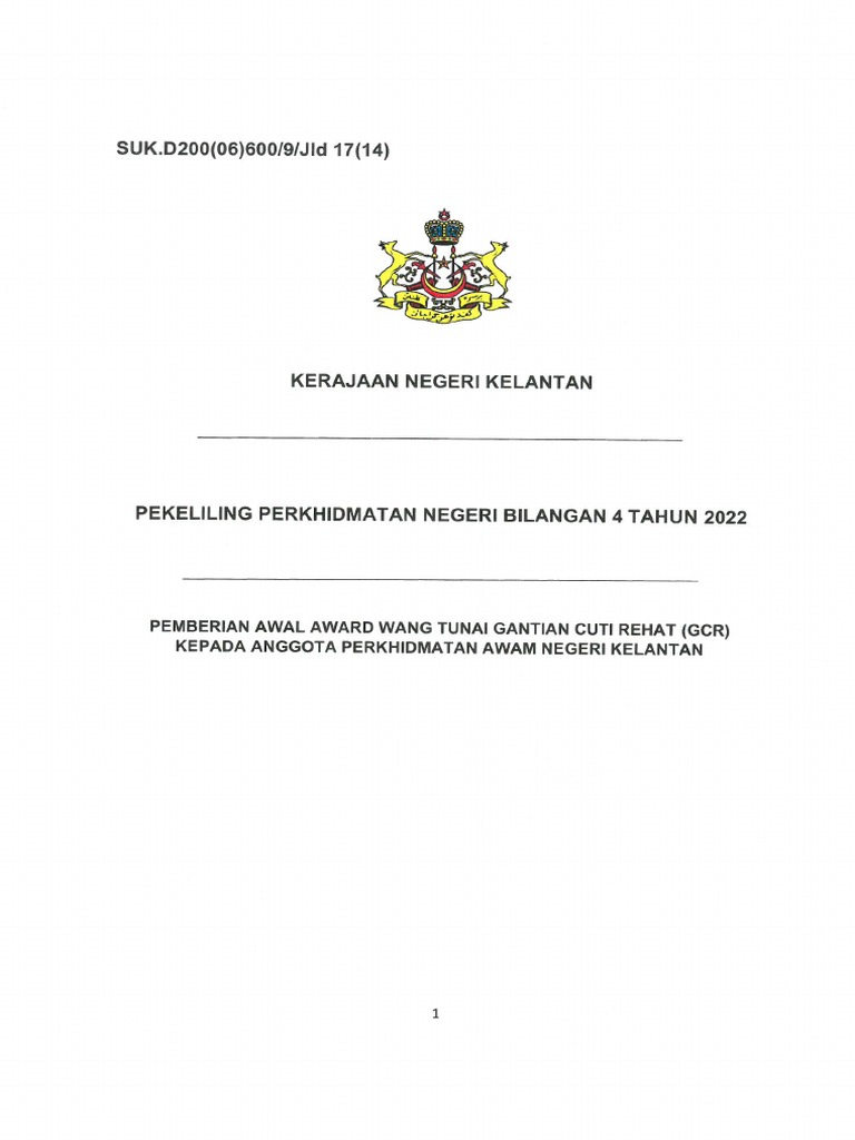 Pekeliling Perkhidmatan Negeri Bil 4 Tahun 2022 | PDF
