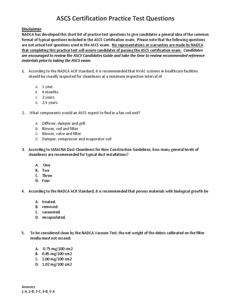 Ascs Certification Practice Test Questions | PDF