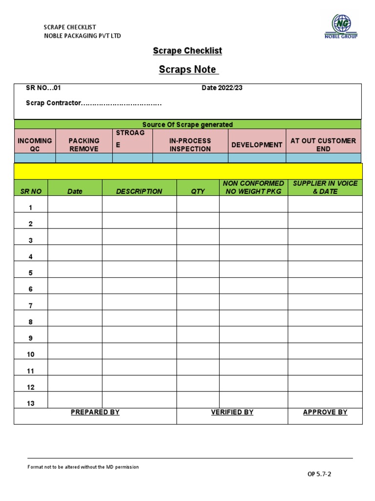 OP 5.7-2 Scrape Checklist | PDF | Technology & Engineering