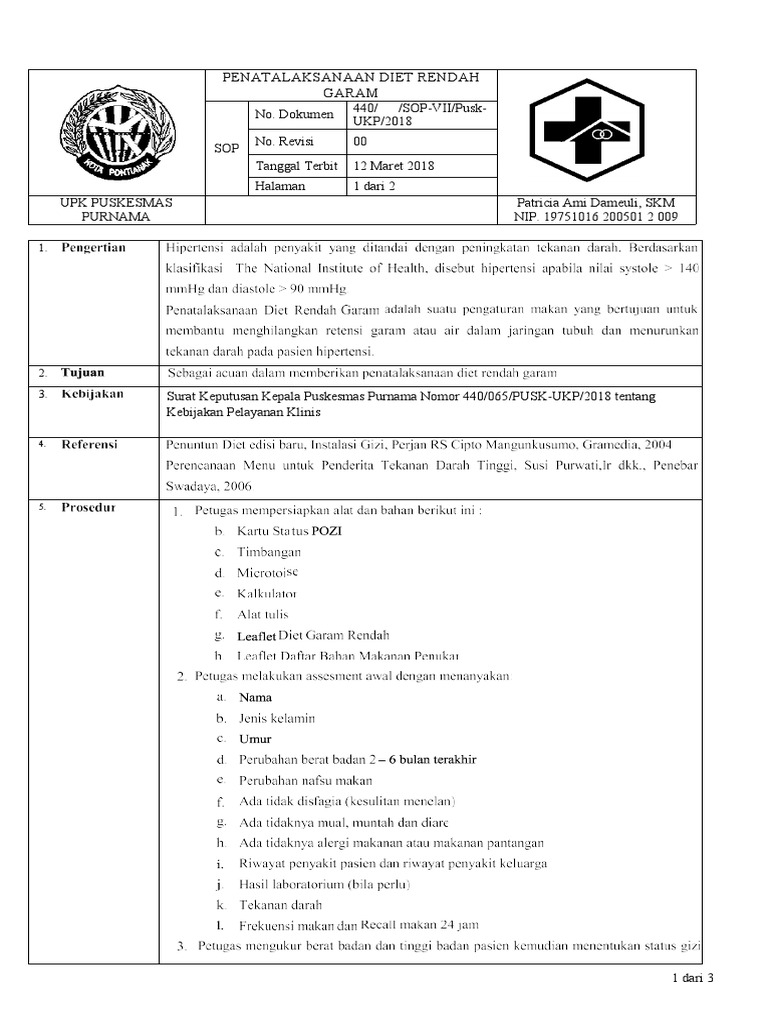 SPO 9 Penatalaksanaan Diet RENDAH GARAM | PDF