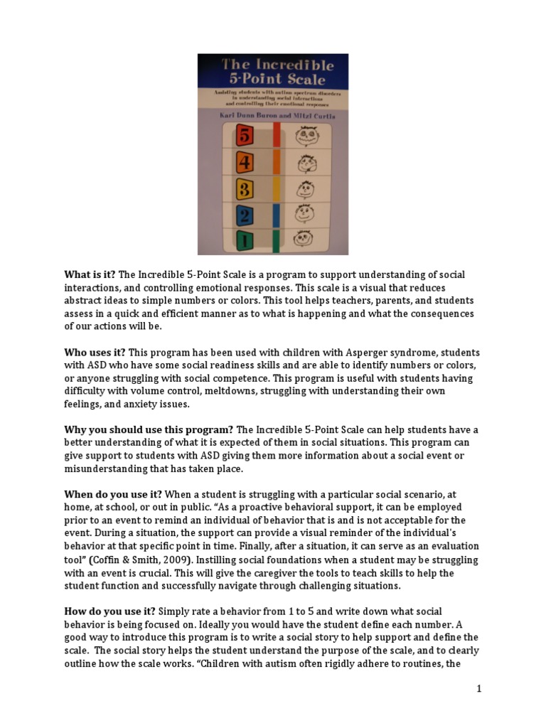 Incredible 5 Point Scale | PDF | Autism Spectrum | Asperger Syndrome