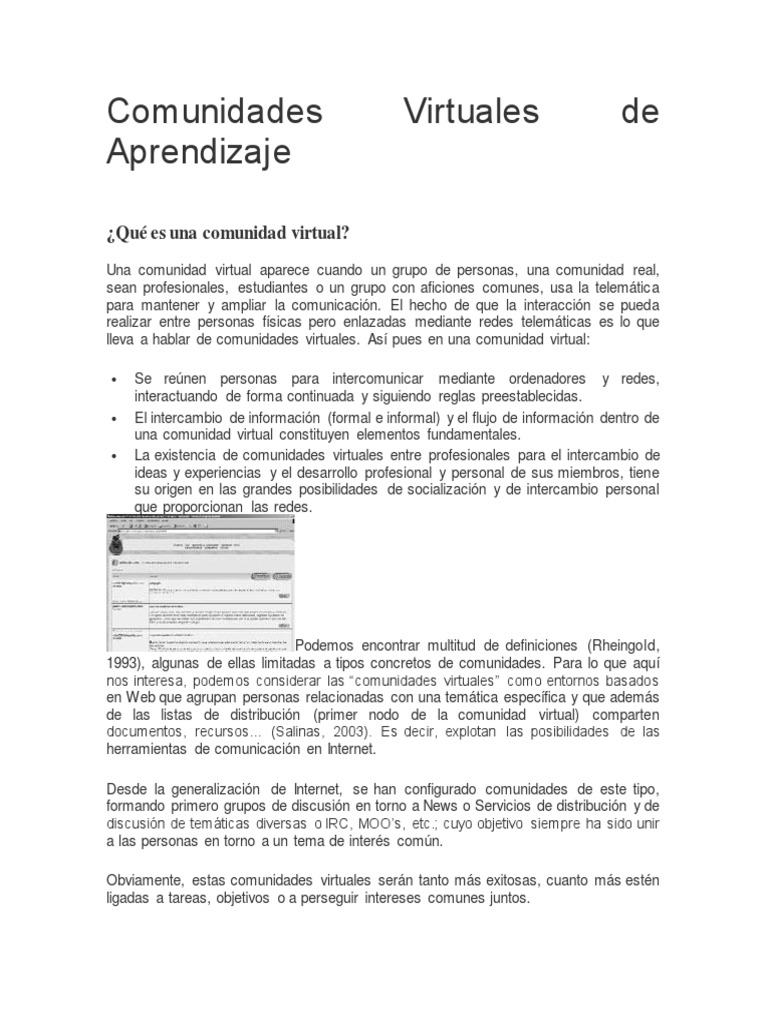Comunidades Virtuales de Aprendizaje | PDF | Aprendizaje | Enseñando