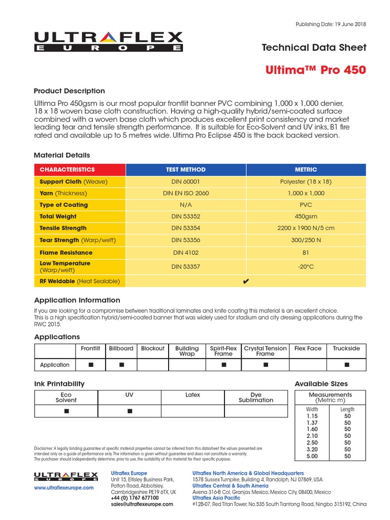 Ultima Pro 450 | PDF | Textiles | Physical Sciences