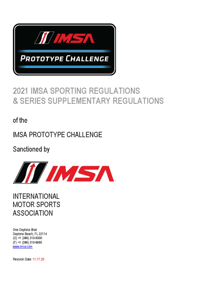 2021 IMSA Prototype Challenge Rules | PDF | Lawsuit | Fédération ...