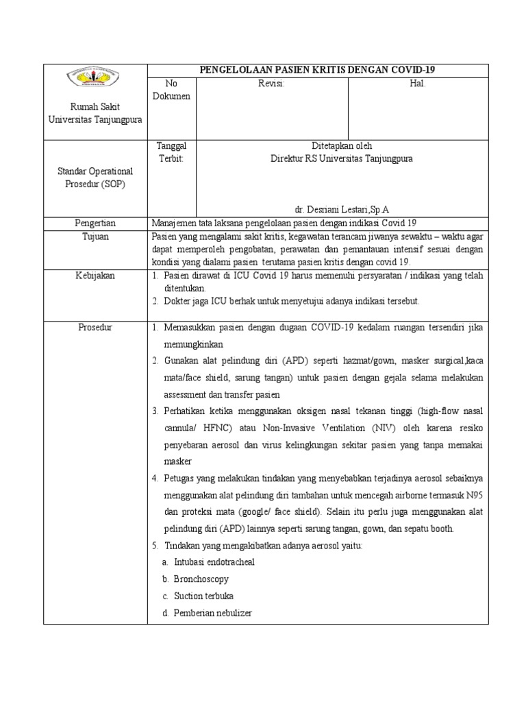 Sop Icu Covid | PDF