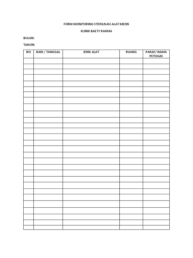 Form Monitoring Sterilisasi Alat Medis | PDF