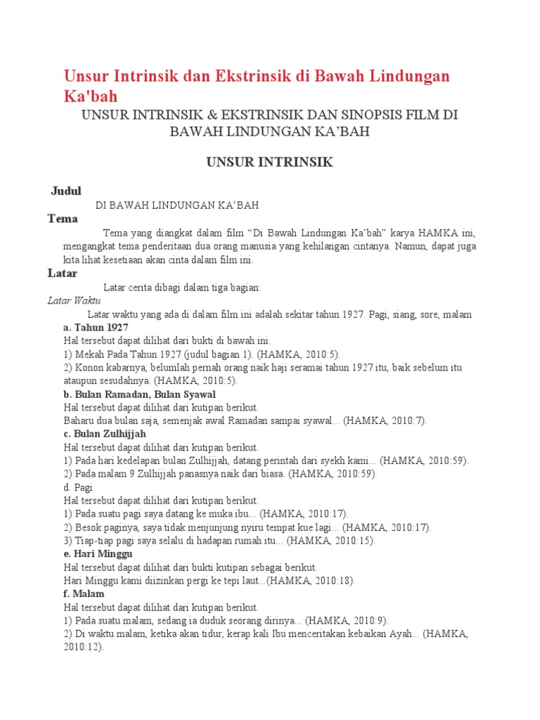 Unsur Intrinsik Dan Ekstrinsik Di Bawah Lindungan Ka | PDF