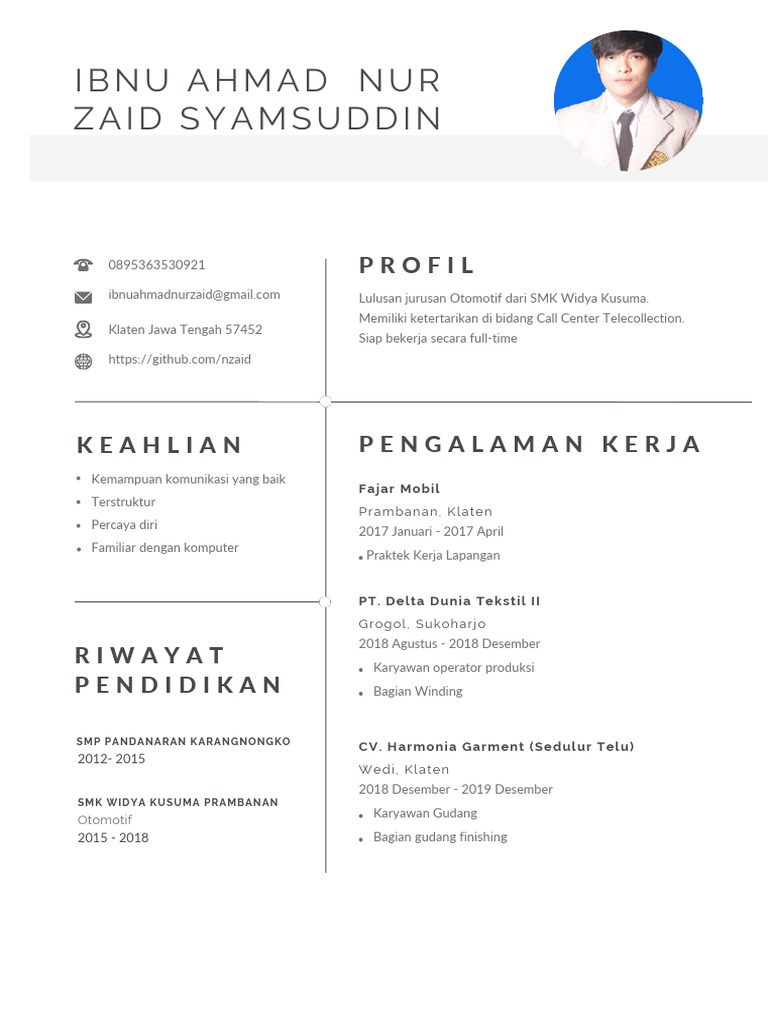 CV - Ibnu Ahmad Nur ZAid | PDF