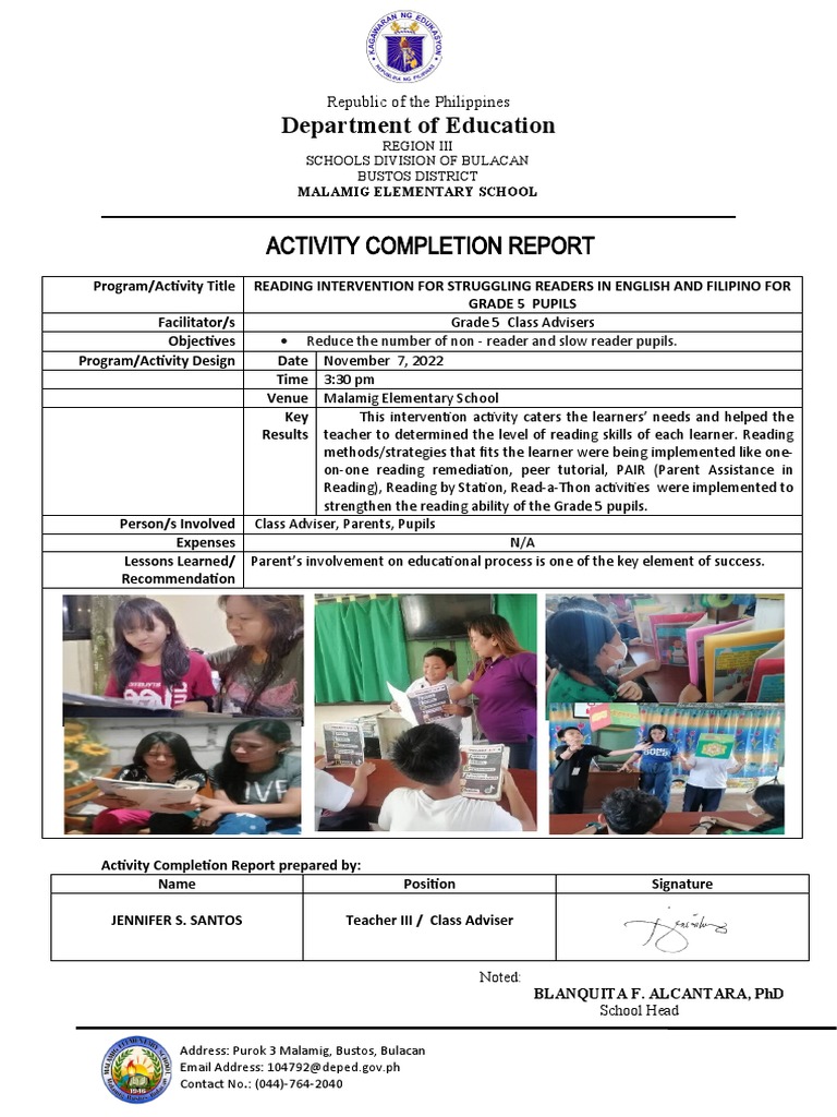 ACR Reading Intervention in English and Filipino | PDF
